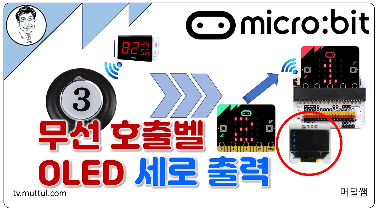 Microbit 마이크로비트 예제 음식점 호출기호출벨 디스플레이 만들기 세로출력v4 코드작성 머털쌤 Youtube