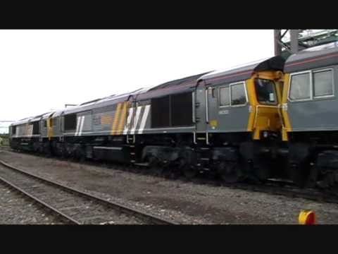 Stored Fastline Class 66s, 66301, 66302, 66303, 66305 At Crewe Gresty ...