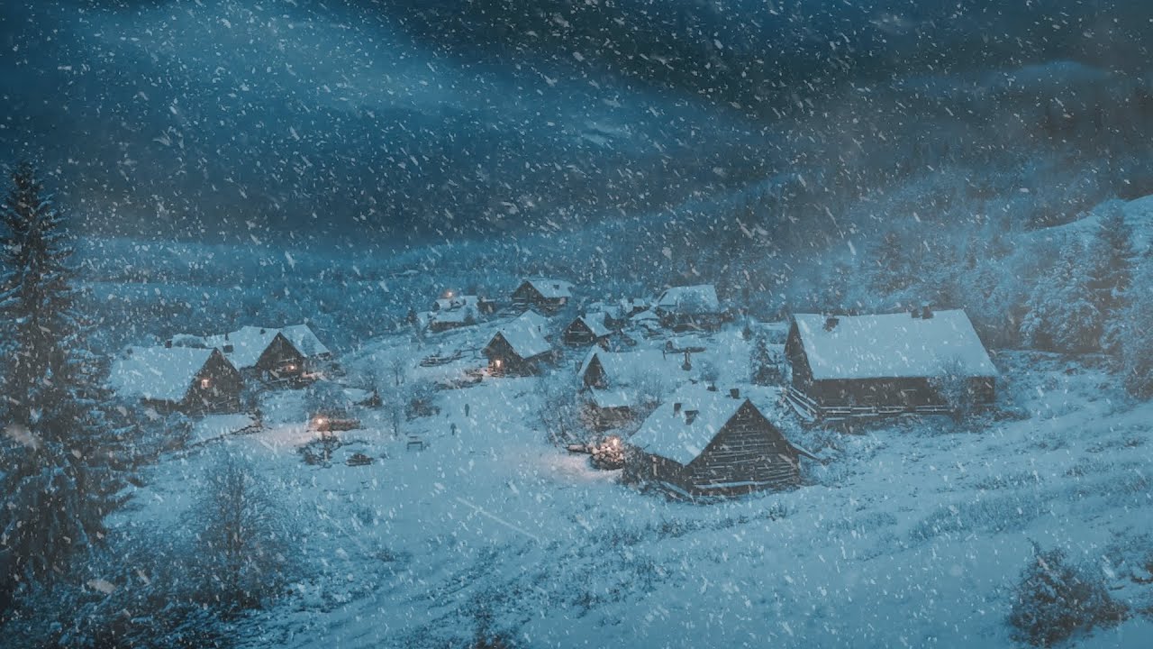 A Snowbound Village | Whistling Winds and Fierce Blizzard Roars in the ...