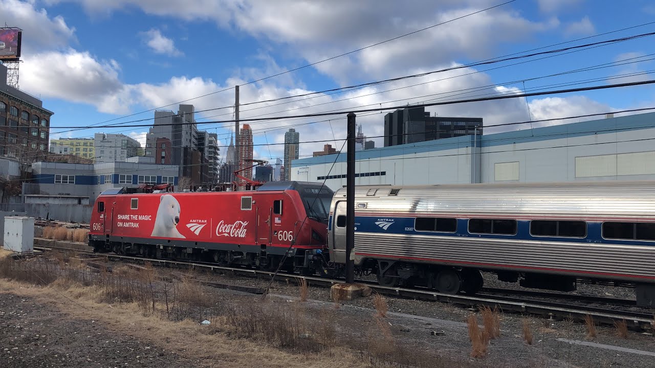 Amtrak 606 “Coca Cola” and 642 “Saluting our Veterans” thru Queens ...