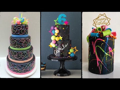 Awesome Neon Cake Designs | Neon Splatter Cake Glow in the Dark Party ...