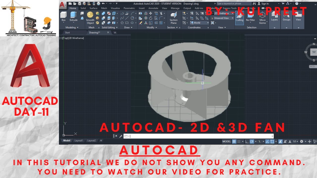 autocad fan 2d 3d tutorial 11 #how to make fan in autocad, # 2d 3d ...