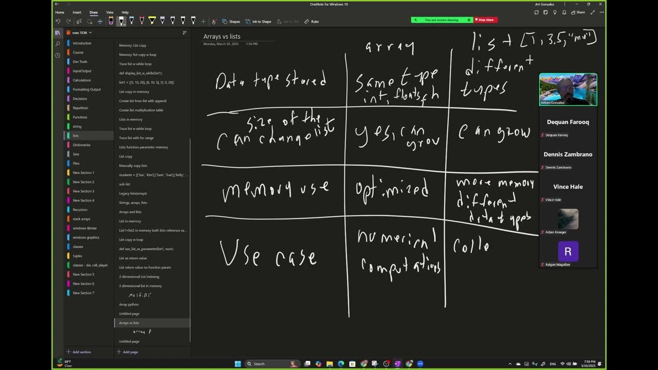 031025 COsC 1336 Python array vs list - YouTube