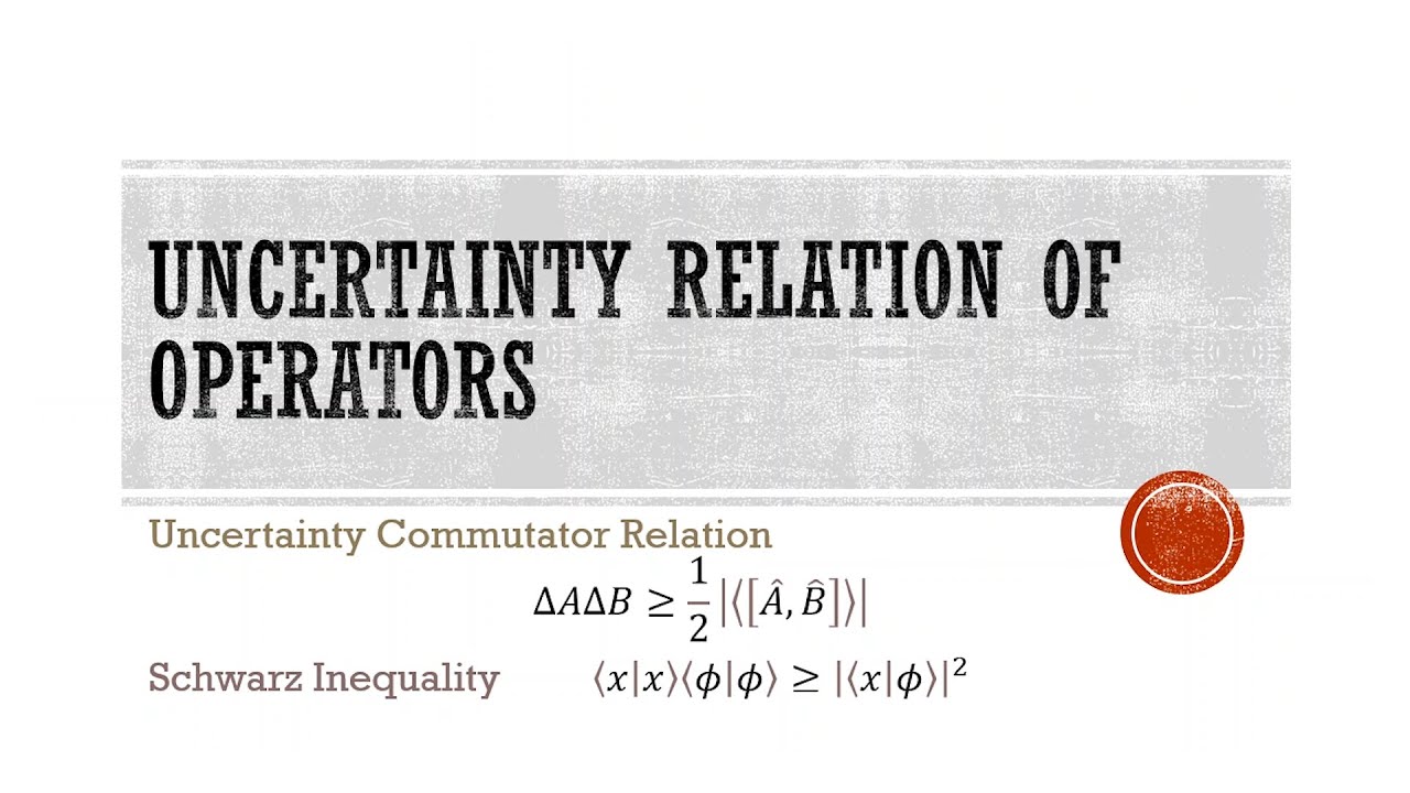 Uncertainty Relation Of Operators (LECTURE 11) - YouTube