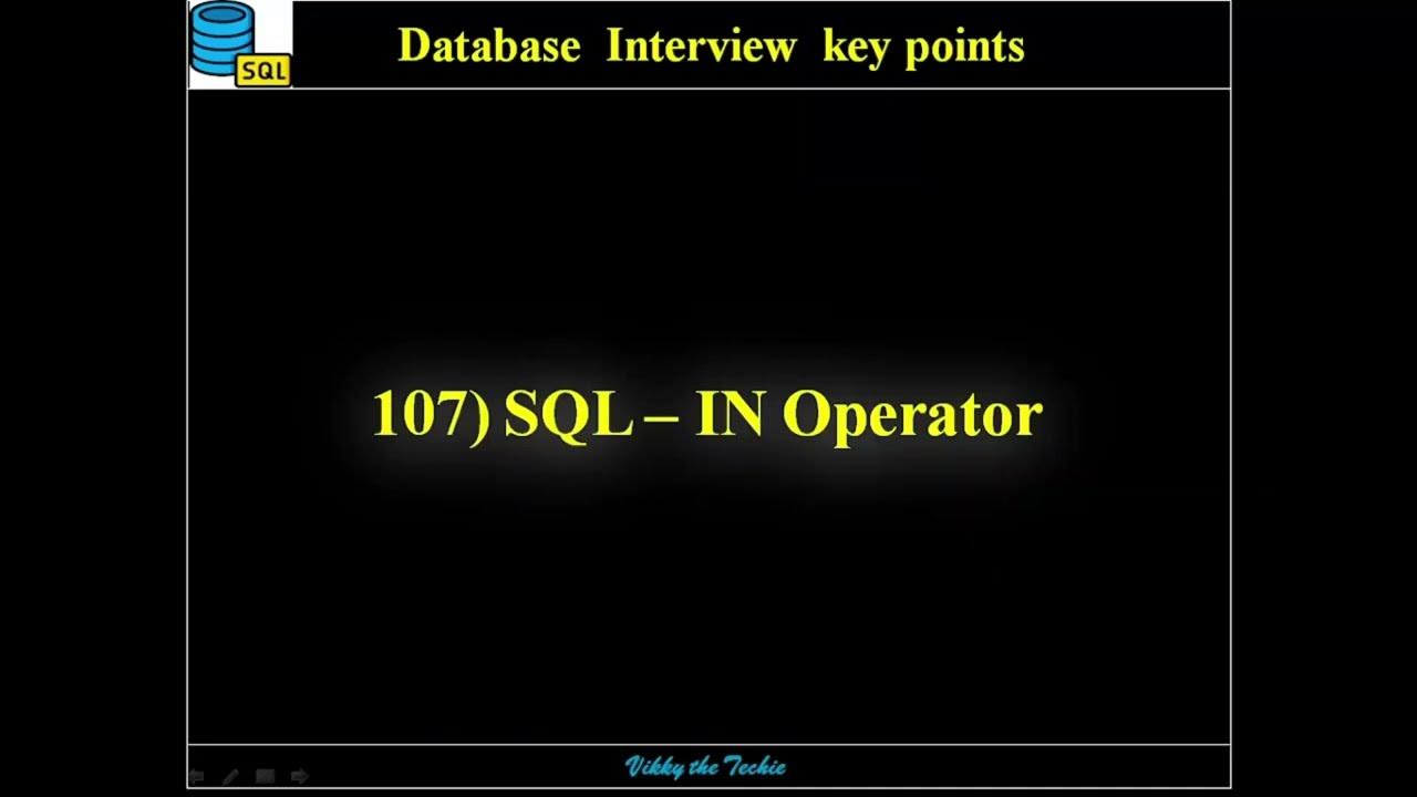 DB107. SQL - IN Operator - YouTube