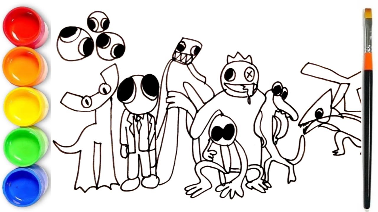 How to draw Rainbow Friends, Rainbow Friends Characters Drawing - YouTube