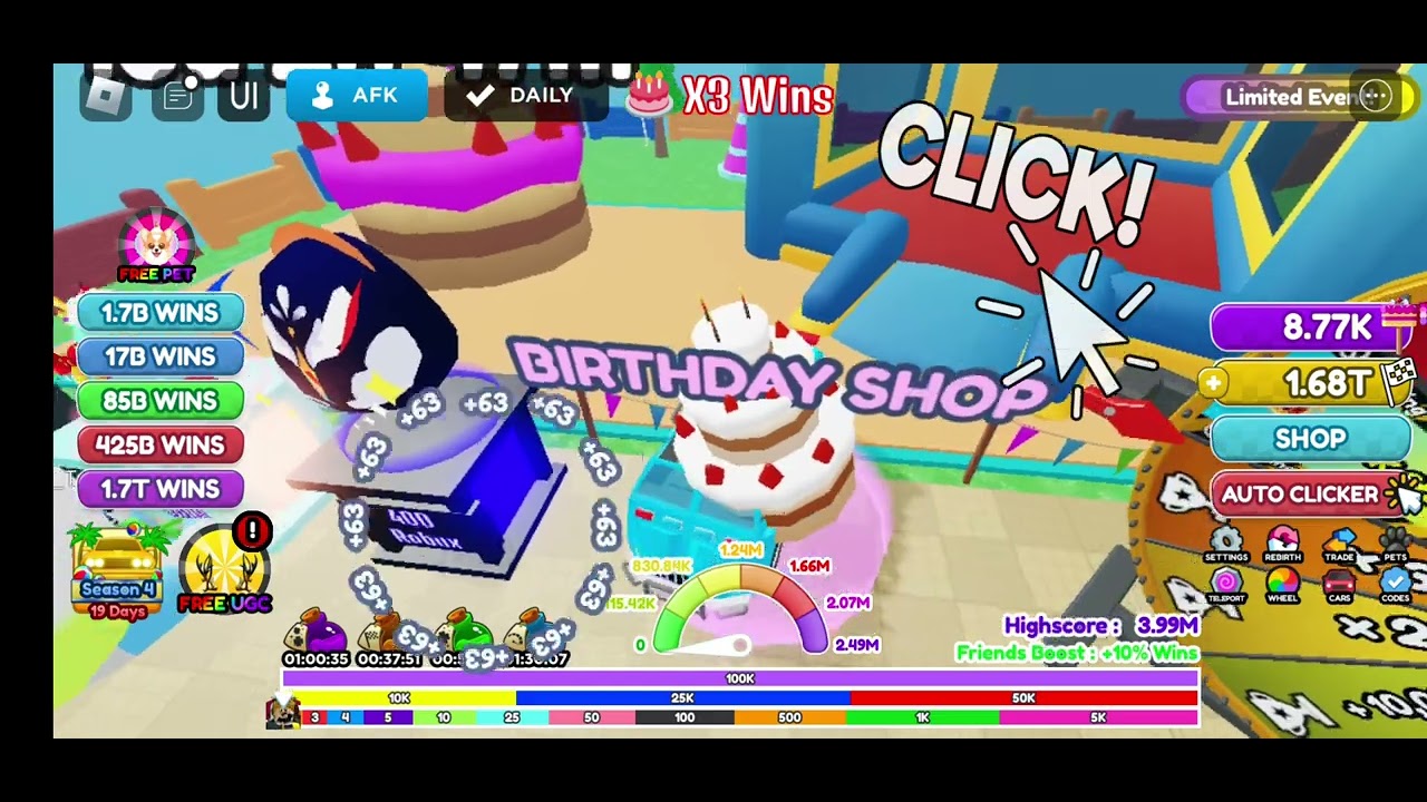 Roblox race clicker happy birthday and touch 4million speed - YouTube