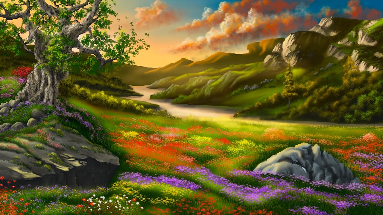 Landscape /Painting/iPad /Procreate/Time-lapse - YouTube