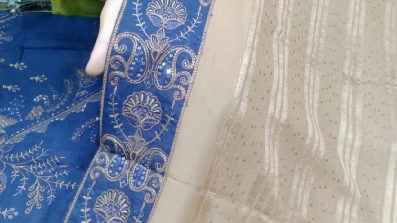 Tana Bana Peach Embroidered Shirt With Contras Cheeko Velvet Shal ...