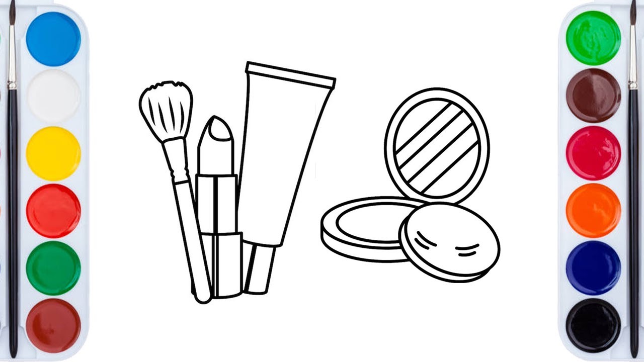Makeup Set Drawing and Coloring for Kids and Toddlers | Learn to Draw ...