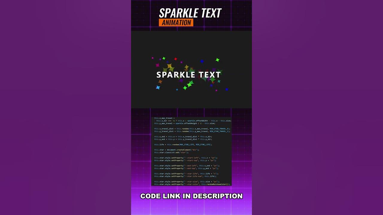 Sparkle Text Animation Css Coding Javascript Youtube