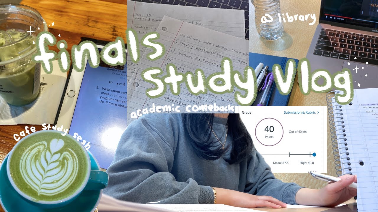 finals study vlog 💻🍵: cafe & library study sesh, studying for finals - YouTube