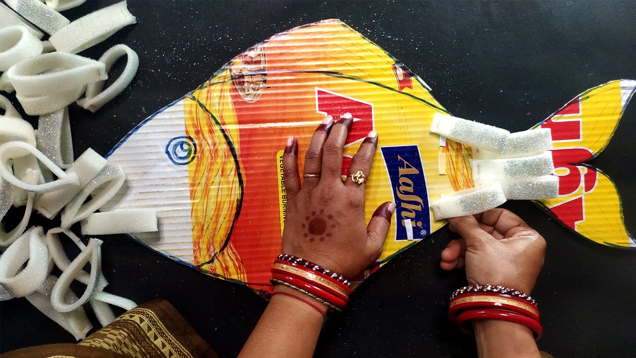 Easy Fish Wall Hanging Making Idea / Best Out of Waste Cardboard and ...