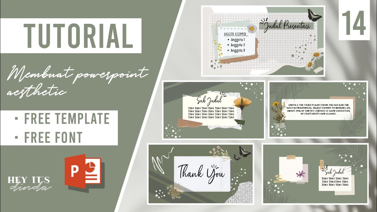 AESTHETIC PPT #14 ANIMATED SLIDE | MUDAH | SIMPLE | FREE TEMPLATE &FONT ...