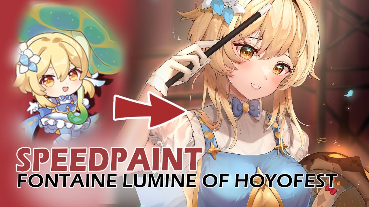【GENSHIN IMPACT SPEEDPAINT】Turning Chibi Lumine into Normal Size Lumine l RENDERING PROCESS ...