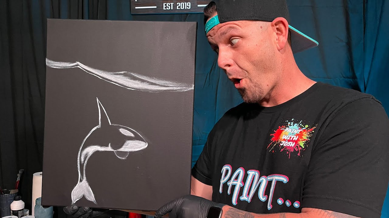 How to Paint an Orca and Waves Step by Step with Acrylic White Gesso ...