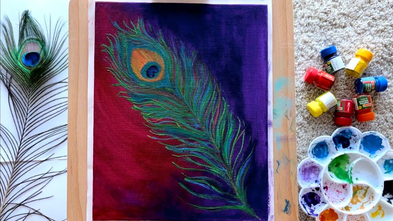 Peacock Feather Painting Canvas