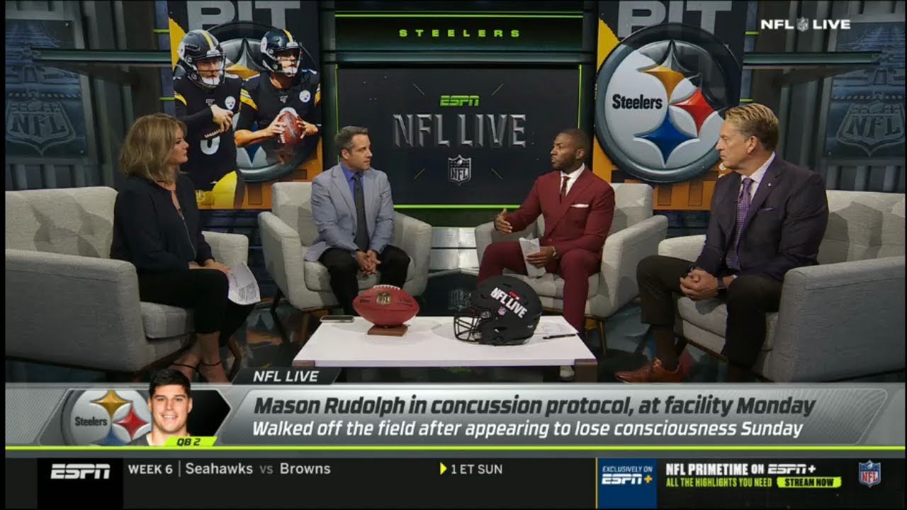 Ryan Clark react to Mason Rudolph in concussion protocol, at facility ...