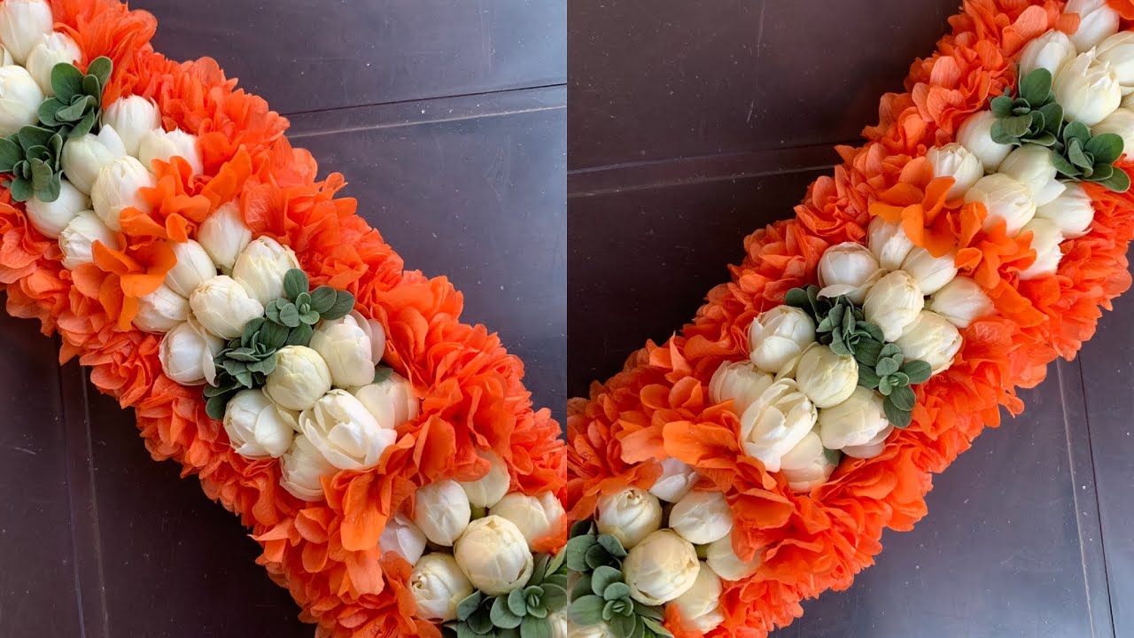 Poola jada / Pelli Poola jada/kanakambara and jasmine flowers - YouTube
