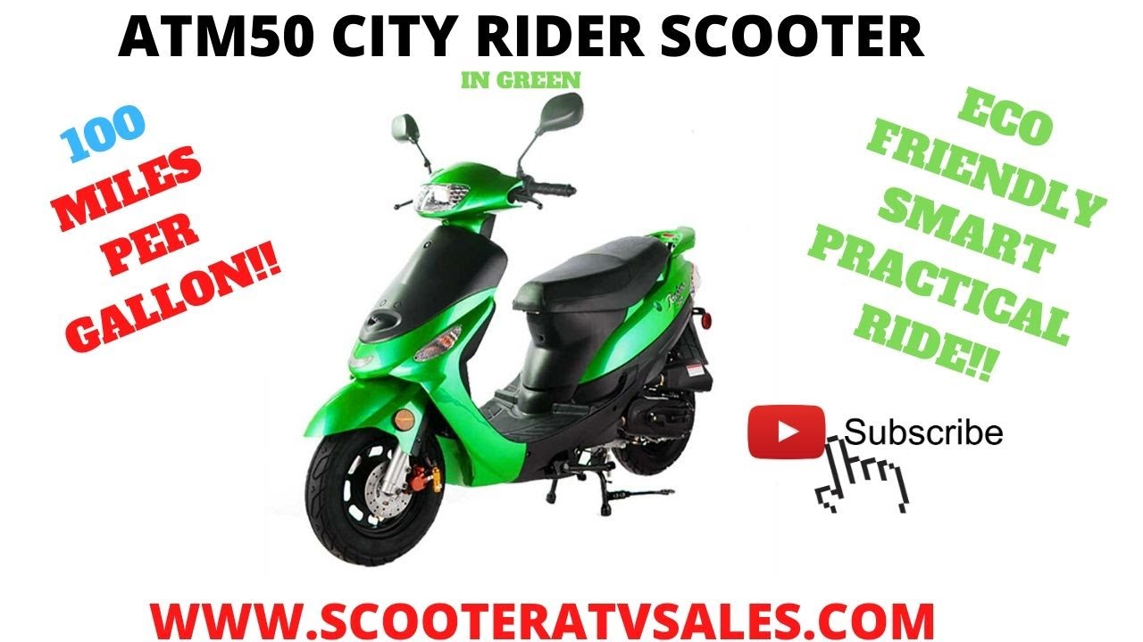 TAOTAO ATM 50 CITY RIDER SCOOTER REVIEW IN GREEN - YouTube