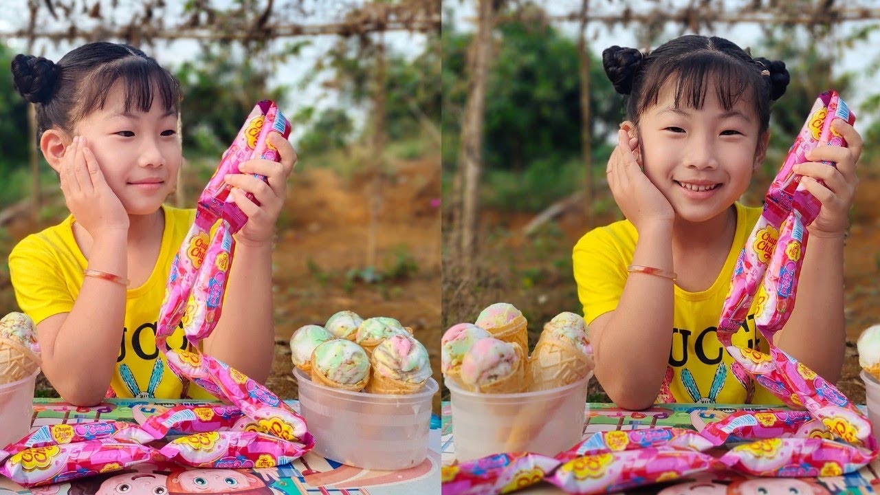 Kẹo chupa chups dâu - Kem ốc huế nhiều màu mát lạnh ngon tuyệt luôn nè ...