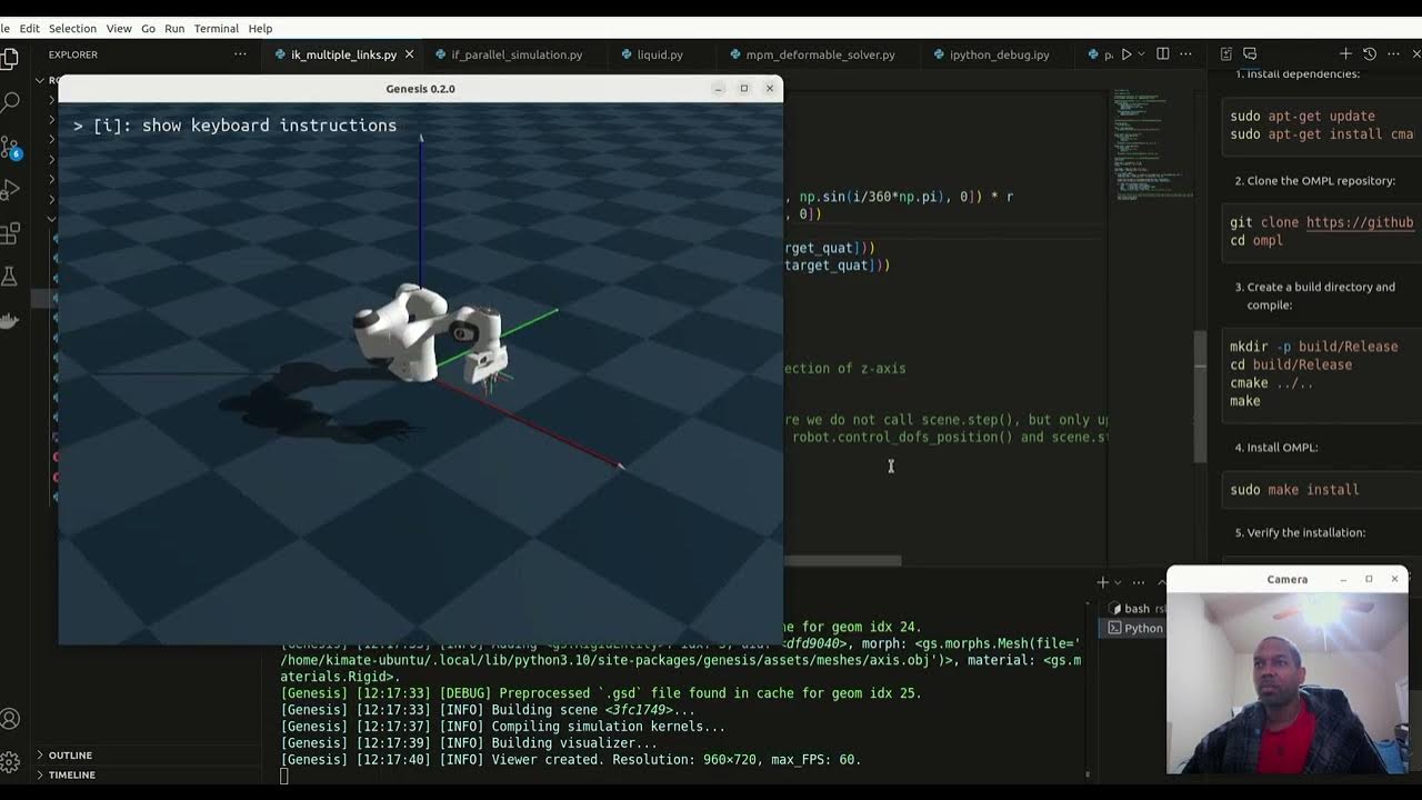 Part 6 Genesis AI, picking up blocks, debug, deform-able bodies etc - YouTube