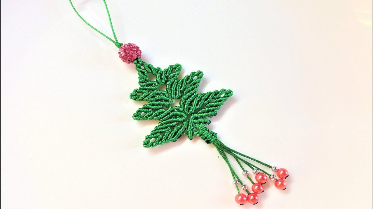 Macrame craft tutorial: The christmas tree key chain - YouTube