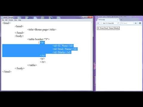 HTML Tutorial 57 HTML table tag HTML try tag HTML td tag HTML Tables360p - YouTube