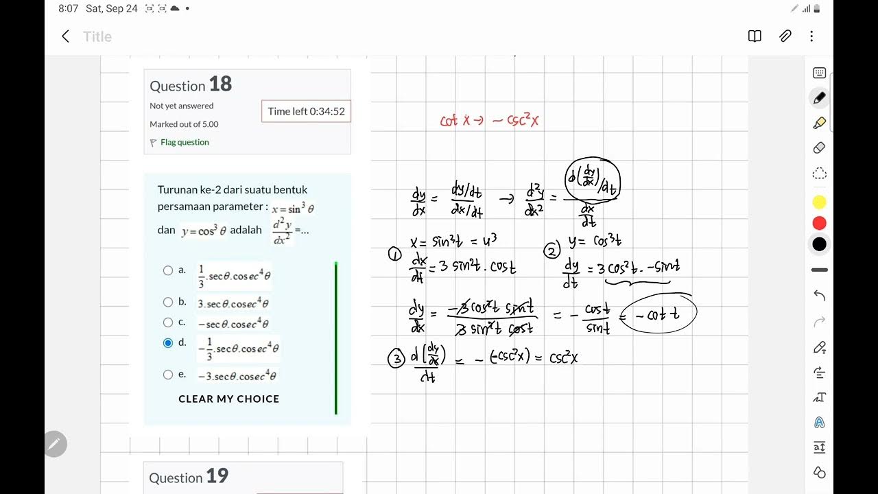 KELAS XII TURUNAN TRIGONOMETRI IMPLISIT PARAMETER PART 4 - YouTube