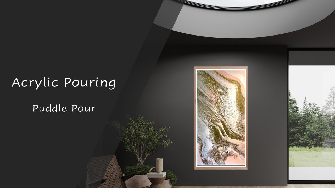 Acrylic Pouring - Puddle Pour Pink and Metallic Bronze! - YouTube