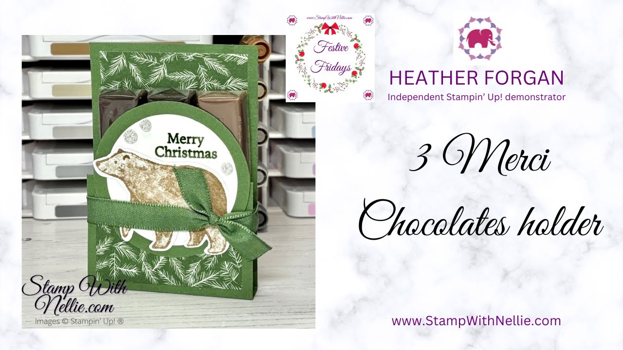 How to make a Christmas holder for 3 Merci Chocolates using Stampin' Up ...