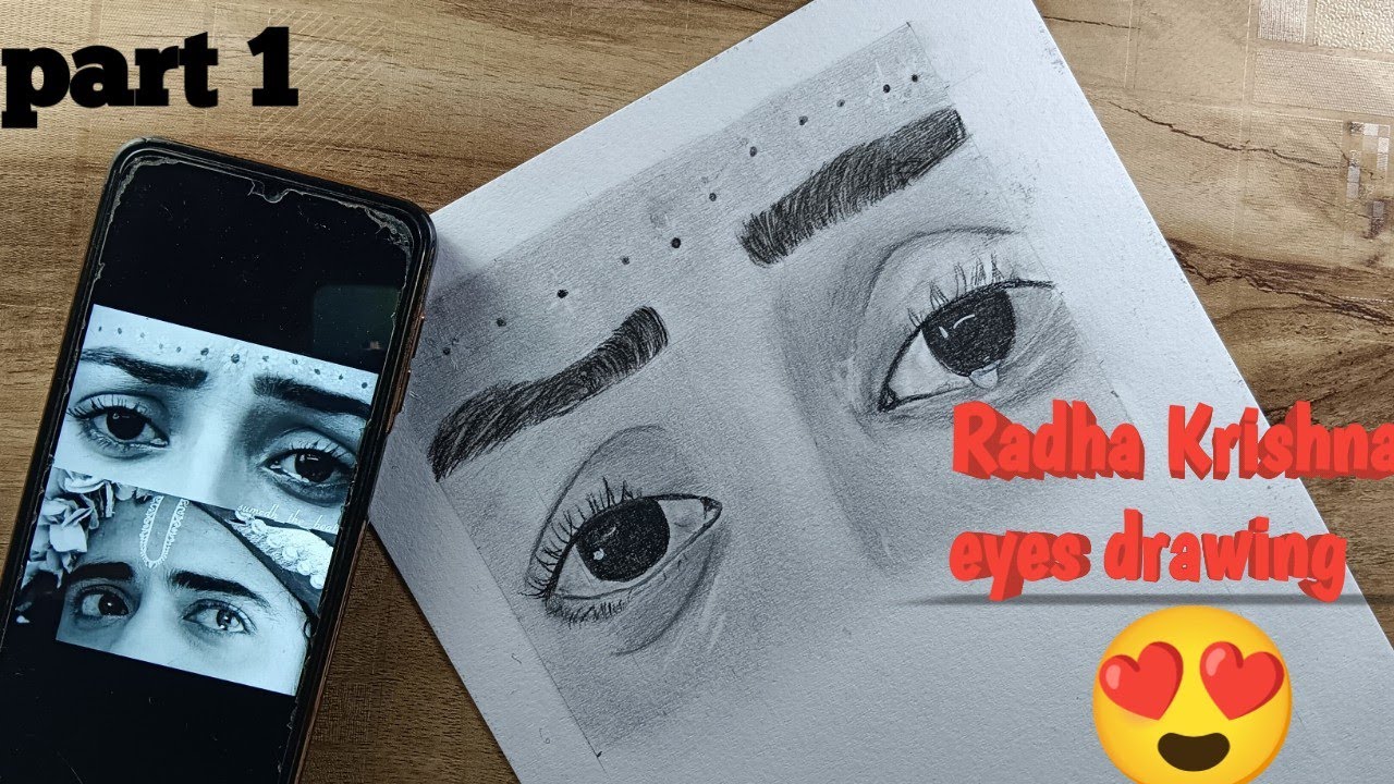 how to draw Radha Krishna eyes with help of grid method 😍😍ll for ...
