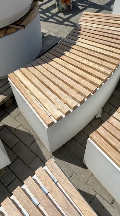 Скамейки из бетона с деревянными ламелями🔥 Выдерживают любые погодные ...