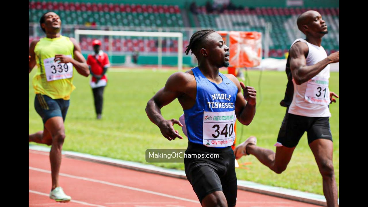 Alaba Akintola wins men's 200m heat 2 at the National Olympic Trials Benin 2024 - YouTube