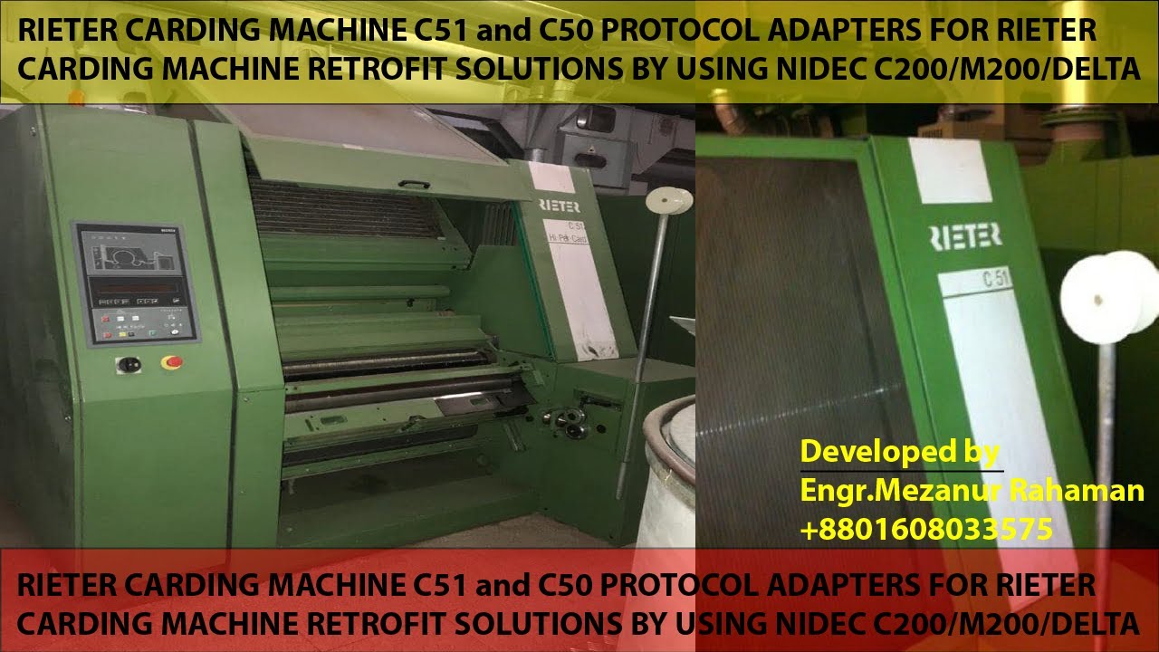 Rieter Carding Machine C51 Used DELTA VFD-E,EL & NIDEC C200,M200 for ...