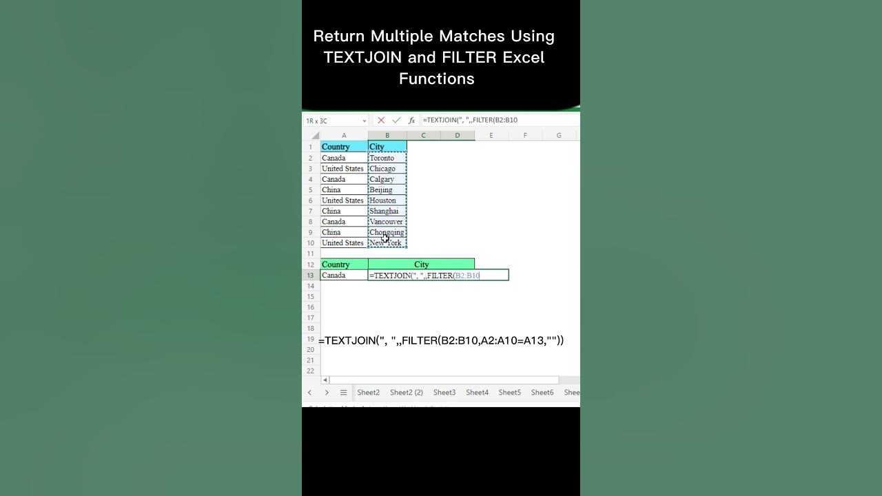 Return Multiple Matches Using TEXTJOIN and FILTER Excel Functions ...
