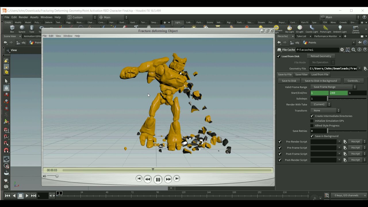 Fracture Deforming Character in sidefx houdini + hip file - YouTube