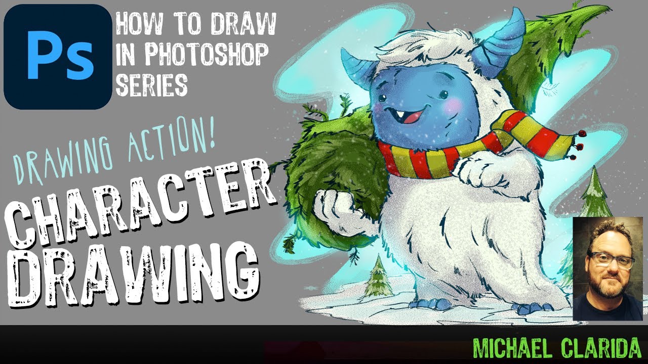 Drawing a Christmas Yeti in Photoshop - YouTube