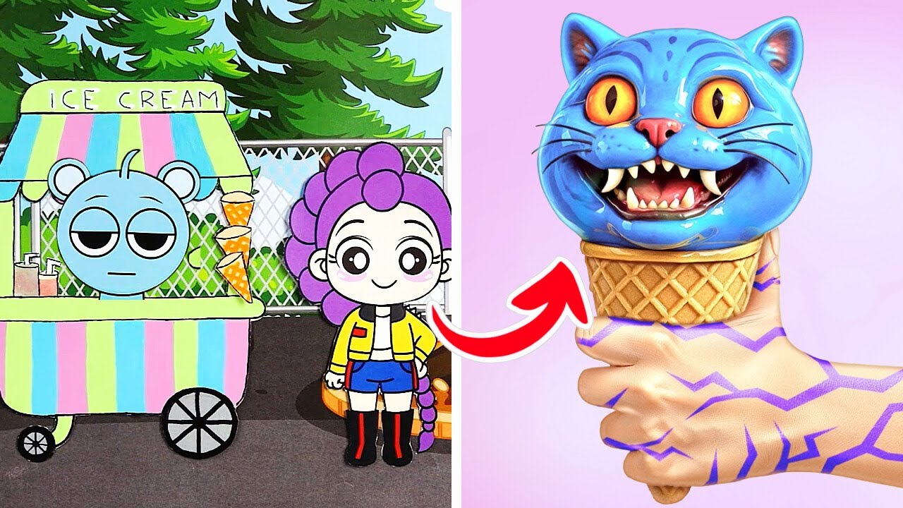 Paper Sprunki vs KPop Demon Hunters Ice Cream! *New Huntrix Gamebook ...