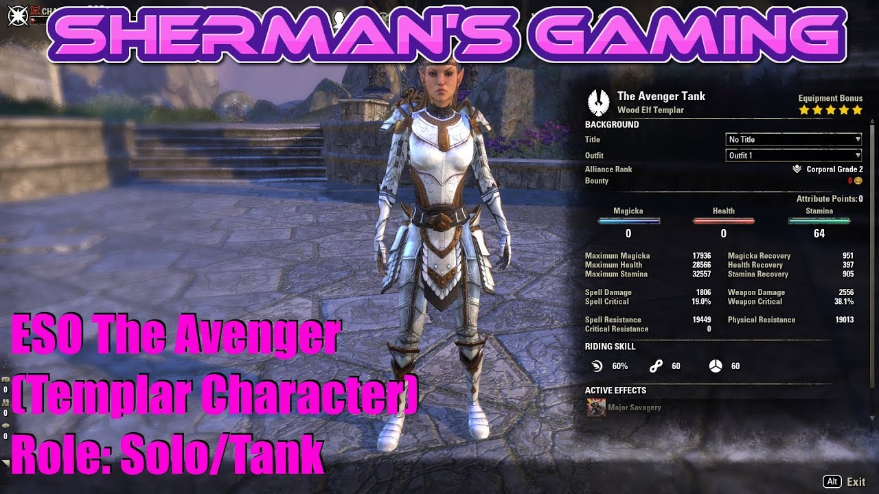 ESO The Avenger (Templar Character) Role: Solo/Tank - YouTube