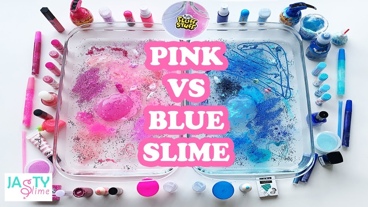 PINK VERSUS BLUE SLIME | Mixing random things into slime | SATISFYING ...