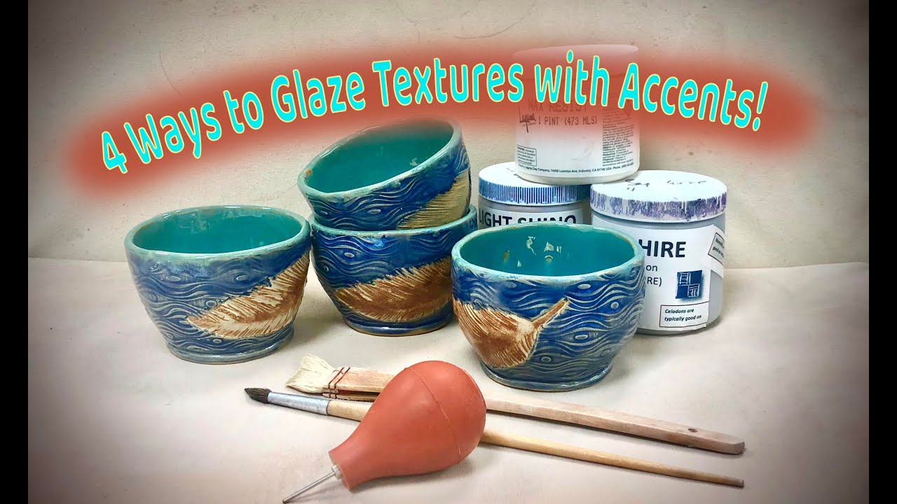 Glazing the Textured Slab Sets with Focal Accent- in Ceramics II - YouTube
