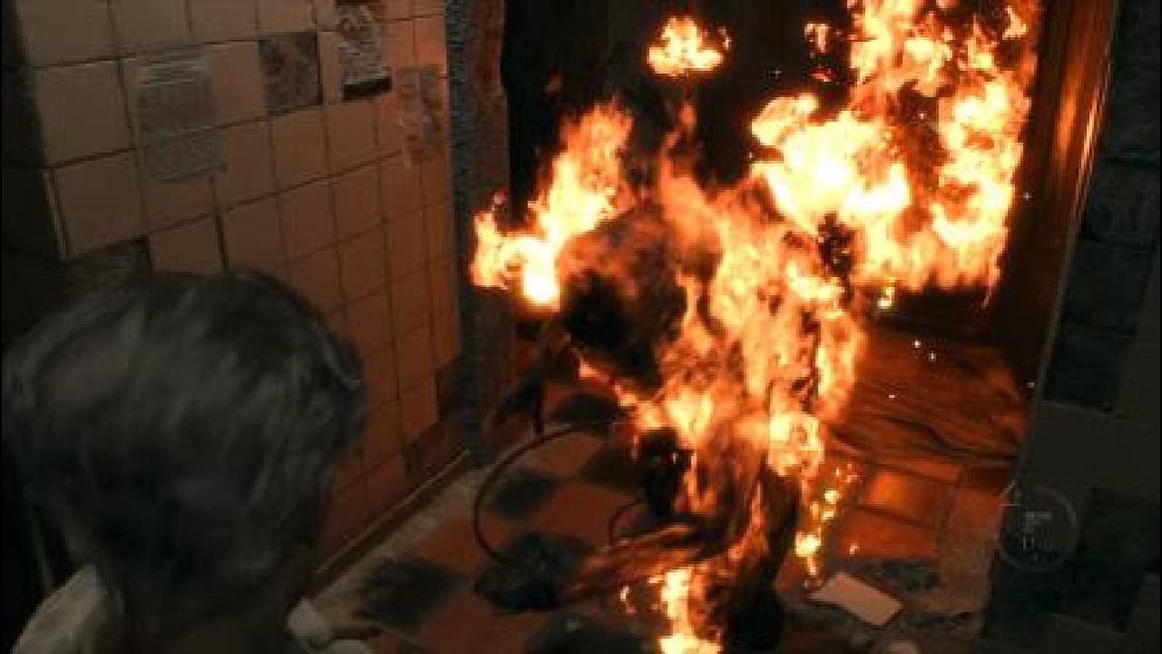 Resident Evil 4 Remake: A guy in fire like 2005 original - YouTube