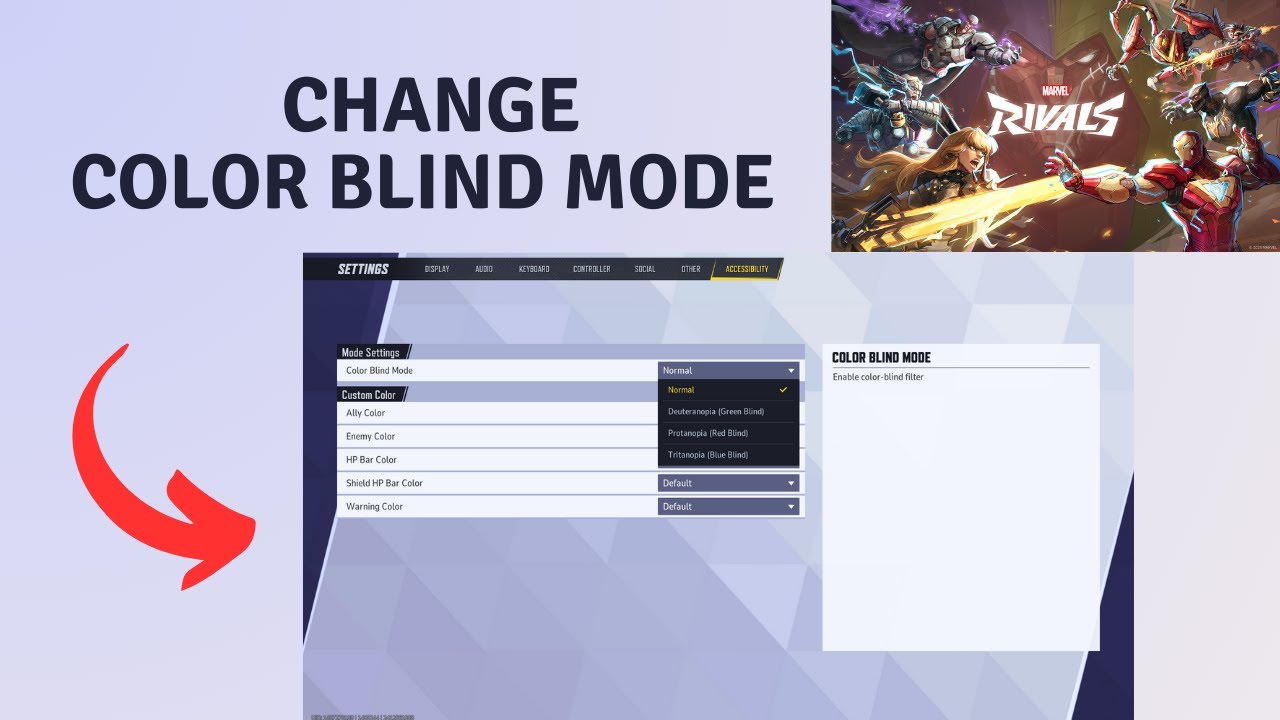 How to change Color Blind Mode in Marvel Rivals - YouTube