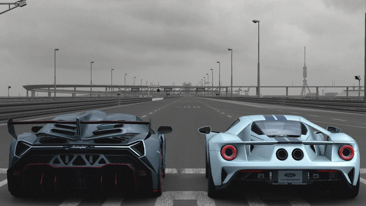 GT Sport Drag Race - Lamborghini Veneno vs Ford GT - YouTube