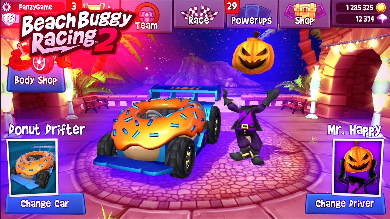 Dount Drifter New Paint Ft Mr. Happy - Beach Buggy Racing 2 - YouTube