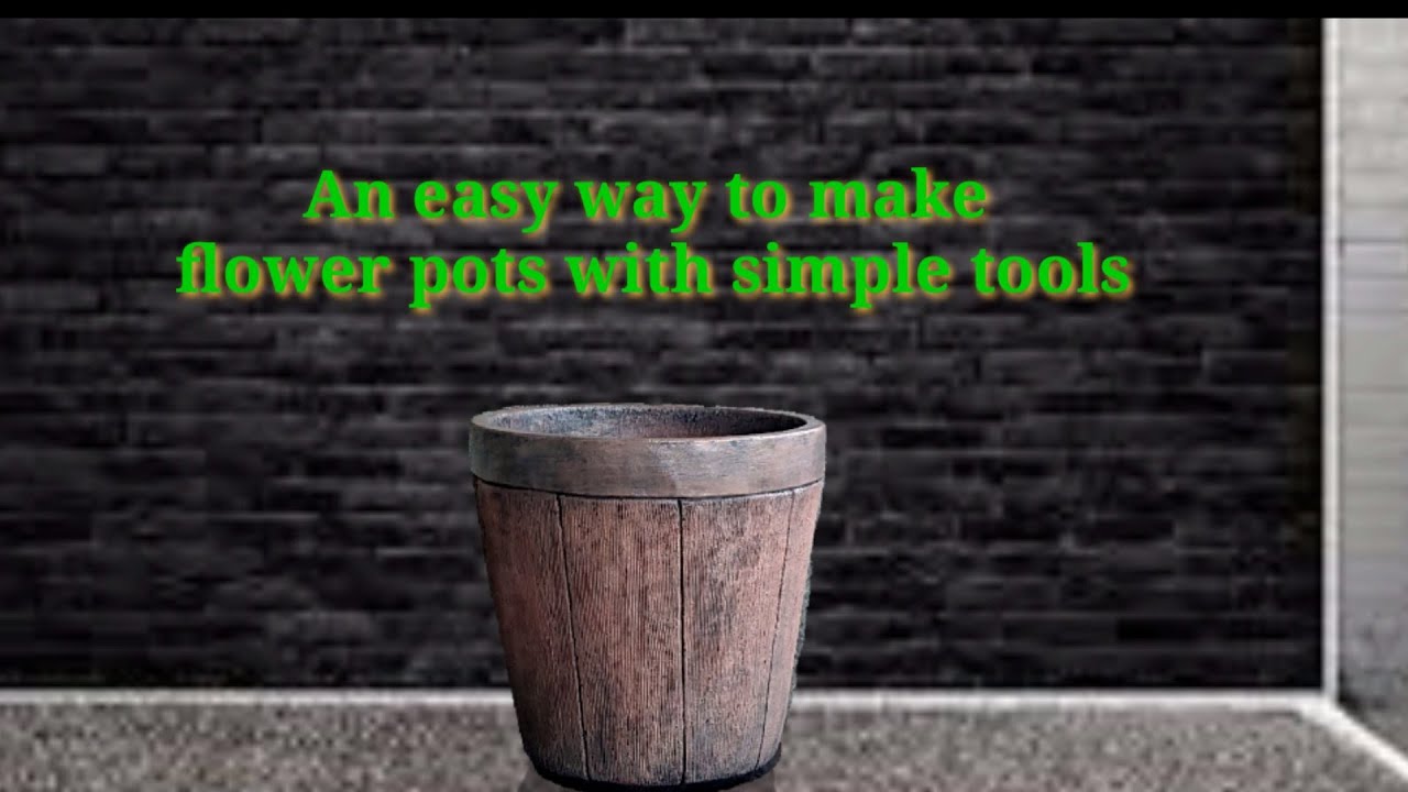 cara sederhana buat pot bunga_diy simple concrete flower pot - YouTube