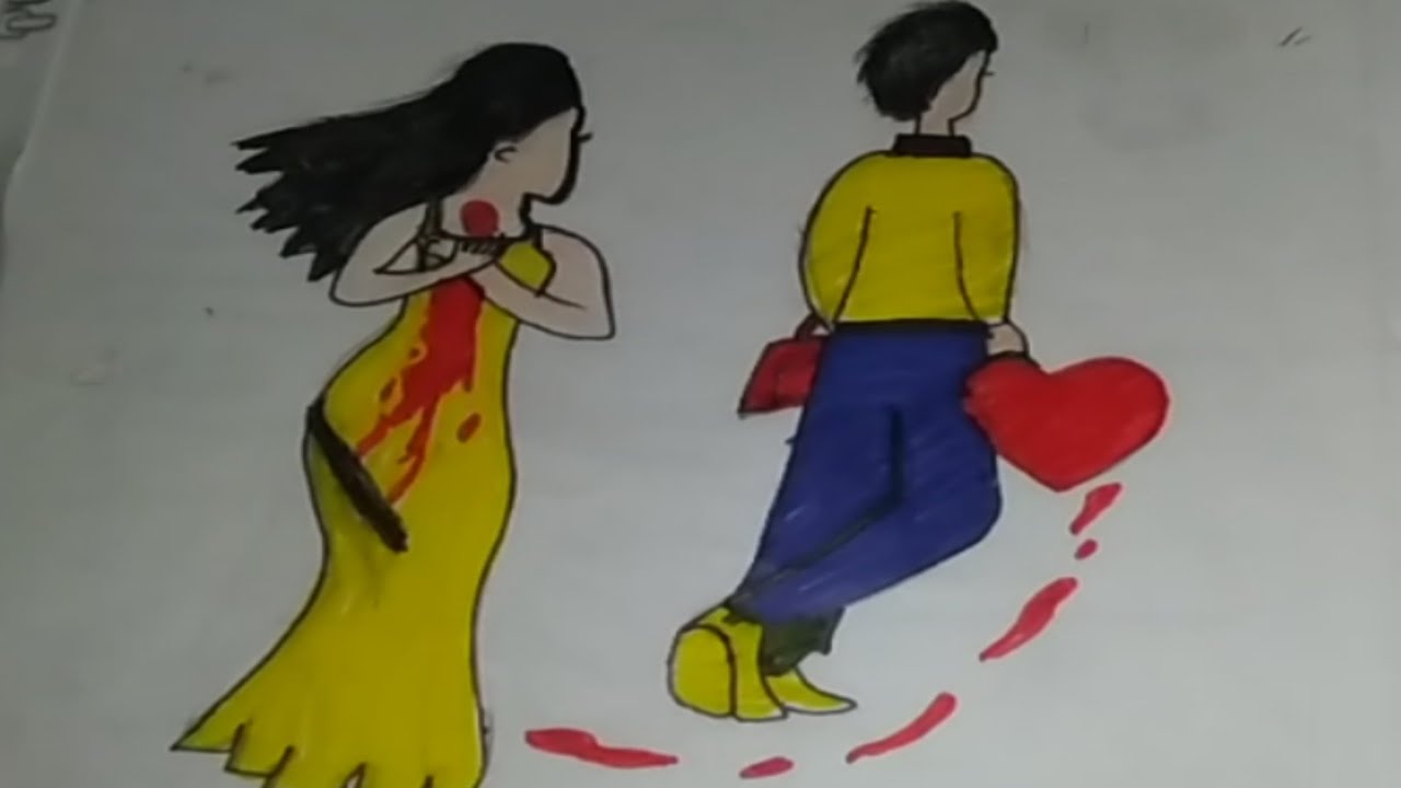 How to Draw relationship break up in a Broken heart || Pencil Sketch ...