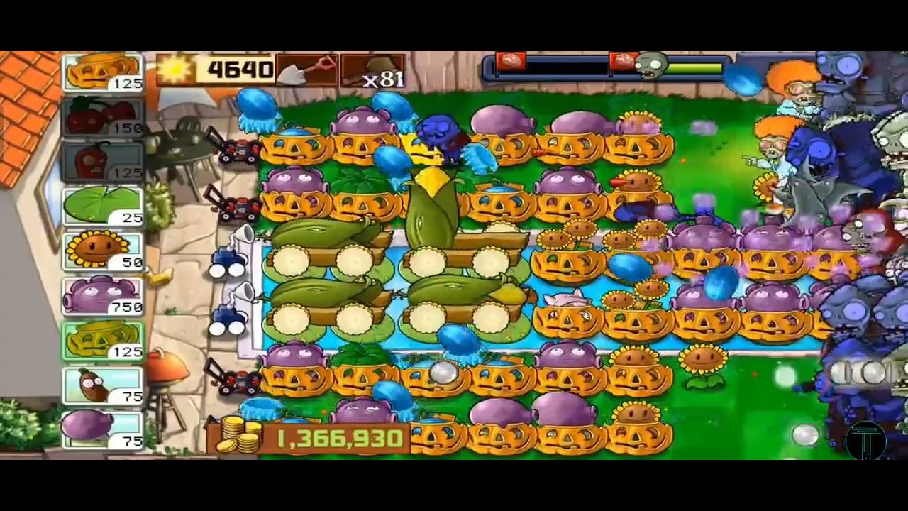 PVZ Plants vs Zombies Survival - Endless - 122 - 124 Flags - YouTube