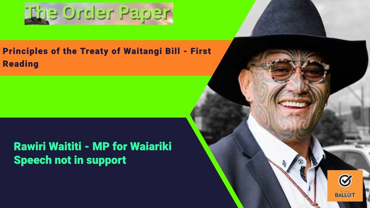 Rawiri Waititi on the Principles of the Treaty of Waitangi Bill - First ...